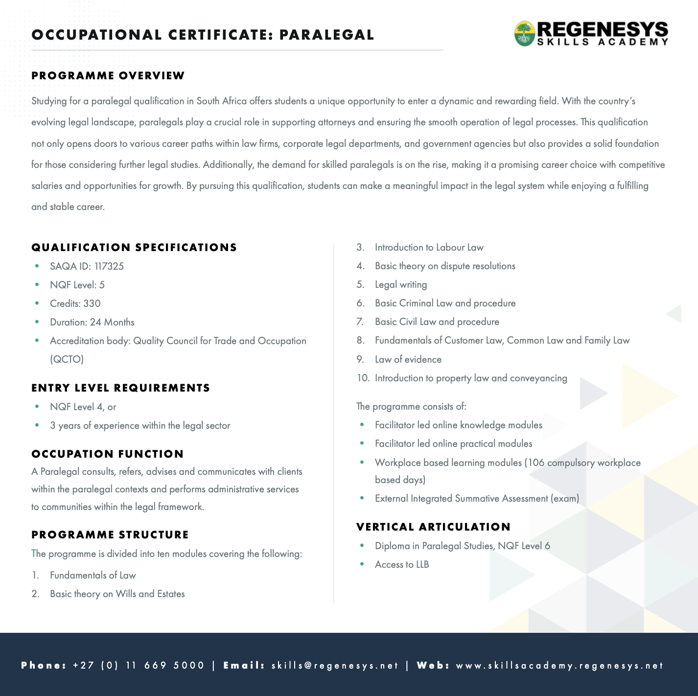 Occupational Certificate: Paralegal – Skills Academy