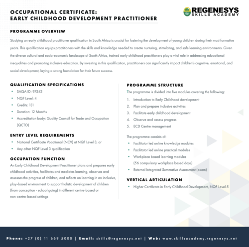 Occupational Certificate: Early Childhood Development Practitioner ...