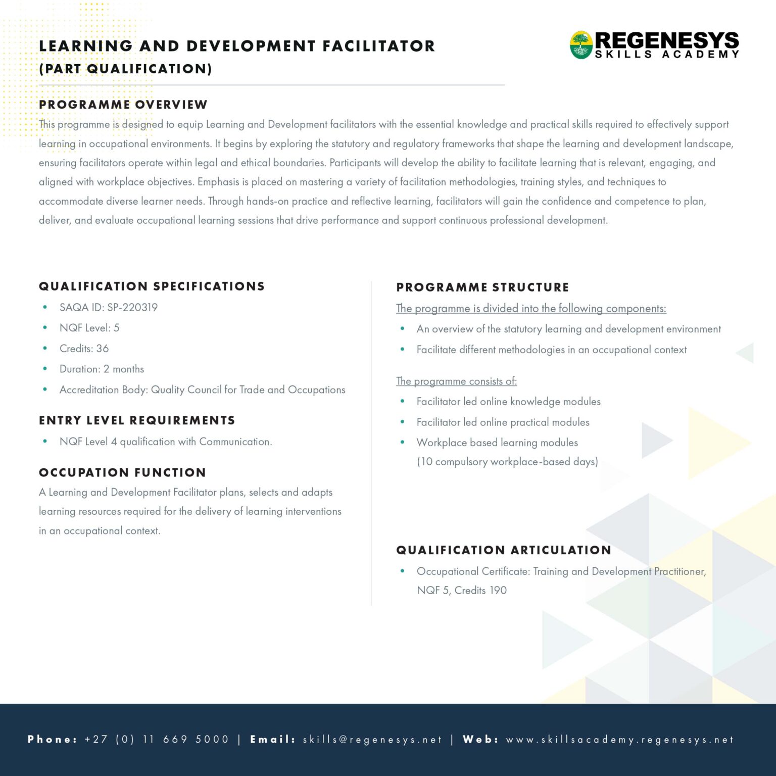 Learning And Development Facilitator (Part Qualification) – Skills Academy